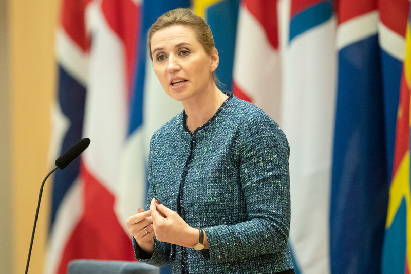 Danmarks statsminister Mette Frederiksen vid öppnande av Nordiska ...